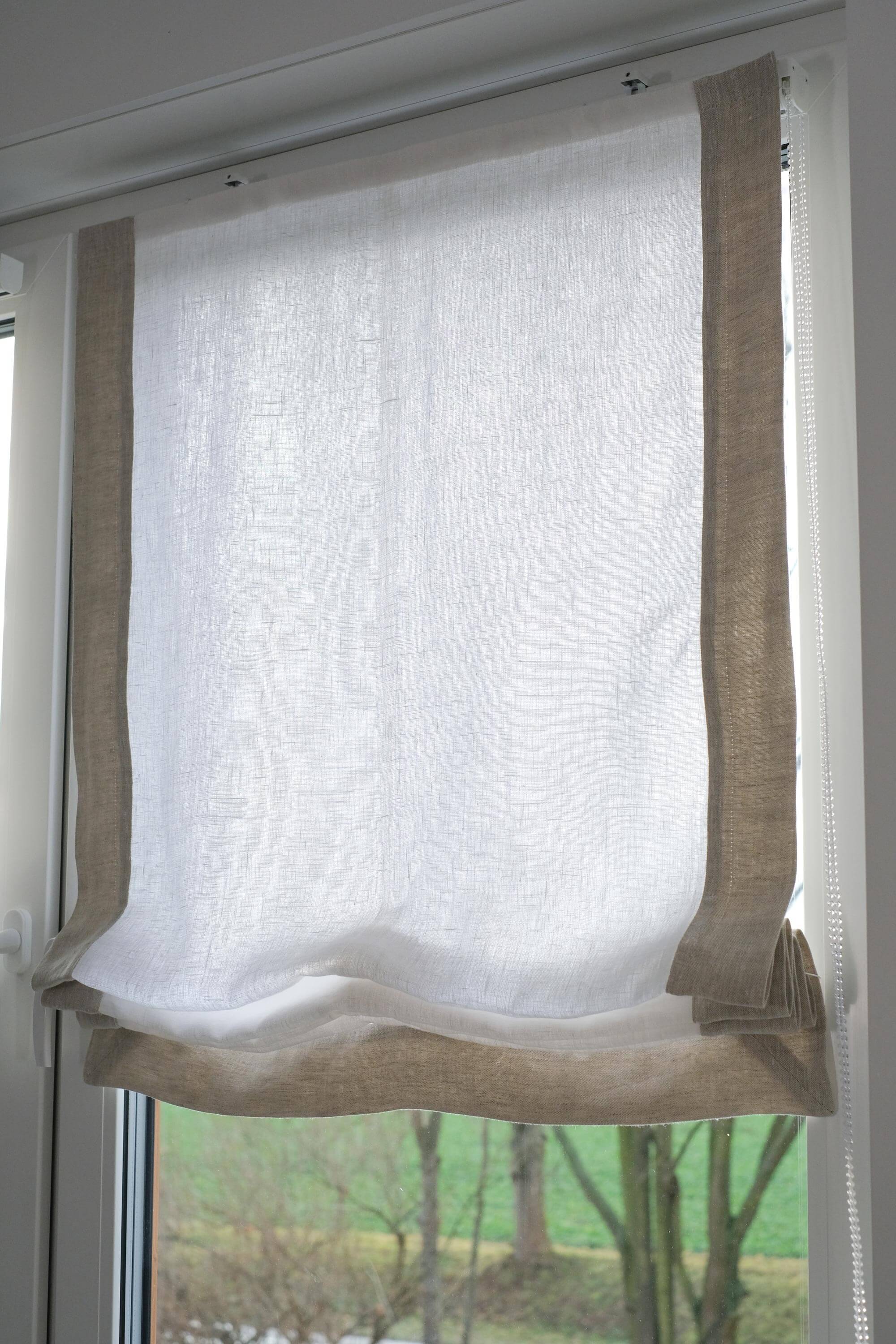 Custom White Linen Roman Blind - Varvara Home